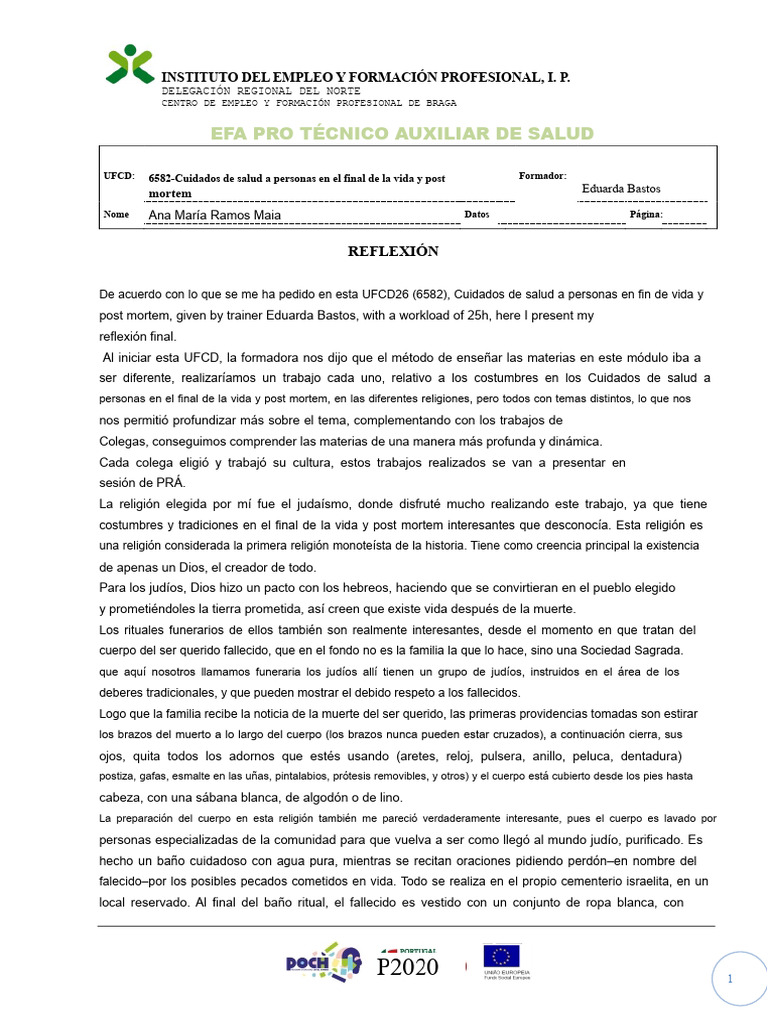 REFLEXIÓN-6582-Cuidados de Salud A Personas en El Final de La Vida y Post Mortem-Ana Maia ...