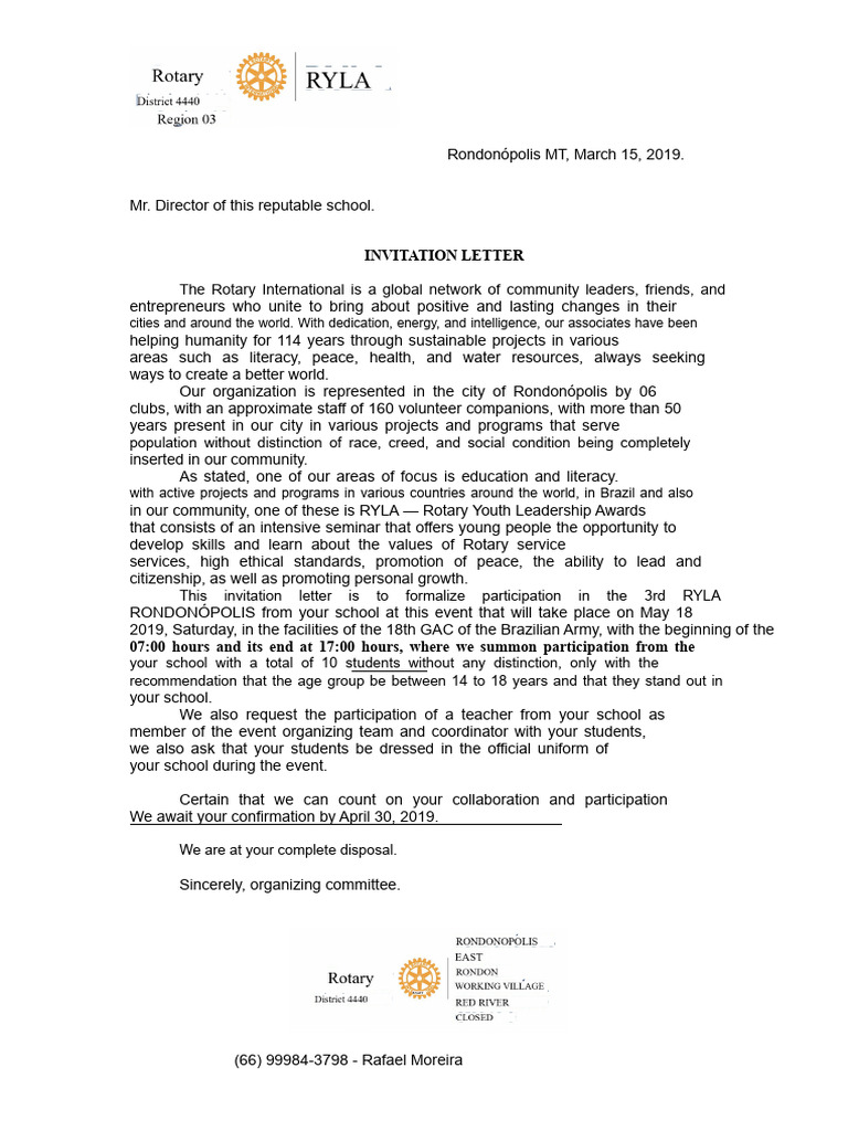 Invitation Letter To School Directors | PDF