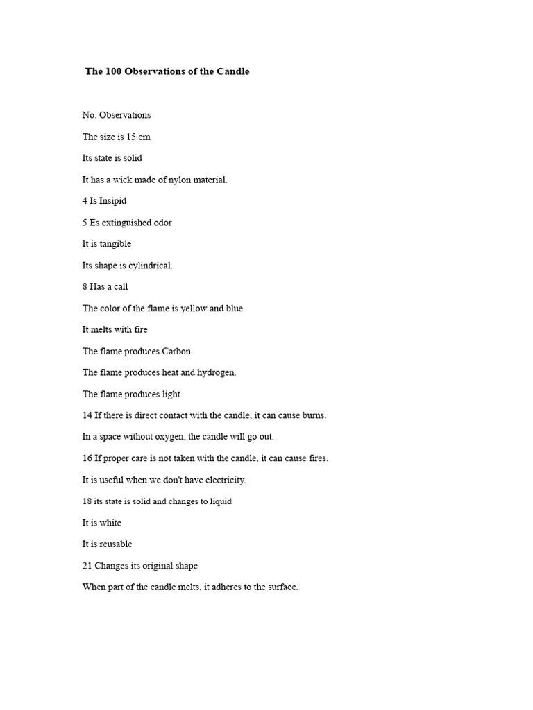 The 100 Observations of The Candle 2 | PDF | Candle | Fires