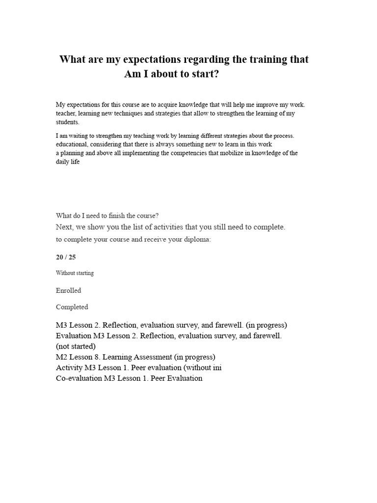 Training Expectations and Experiences | PDF