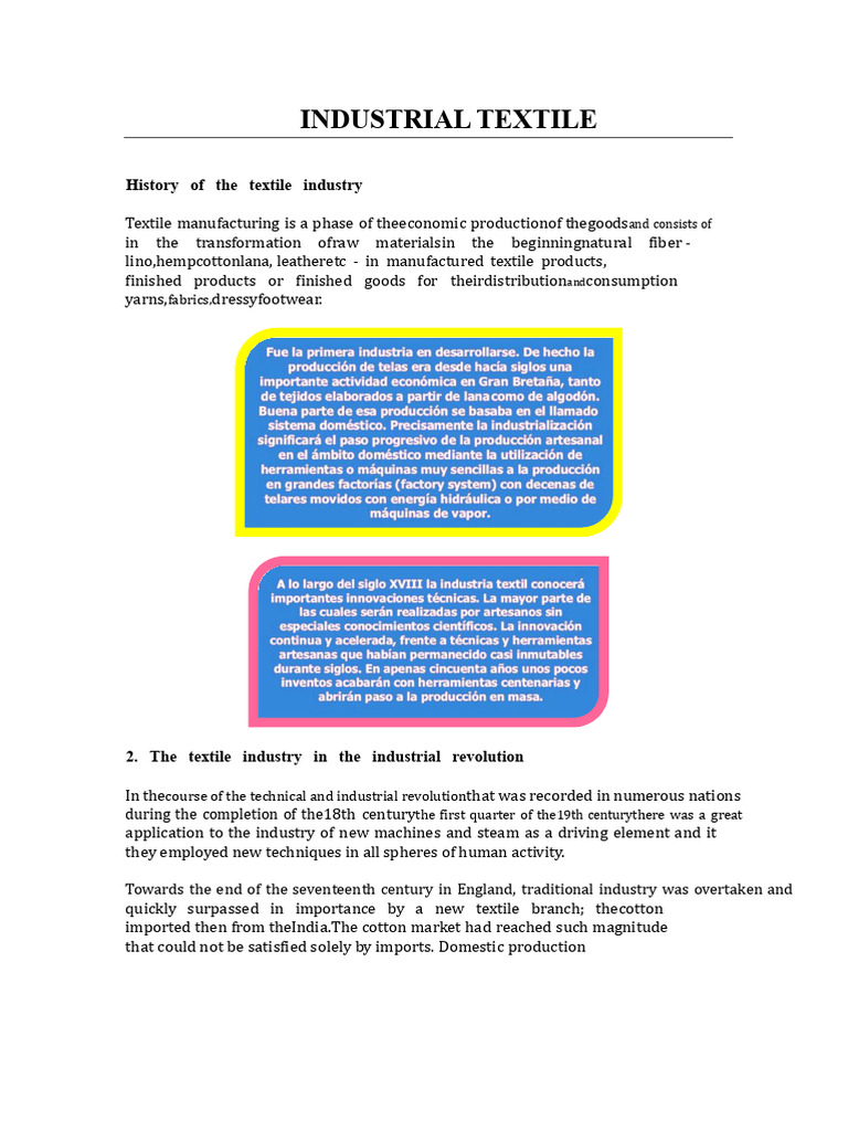 Industrial Textile Industry Overview | PDF | Textiles | Textile Industry