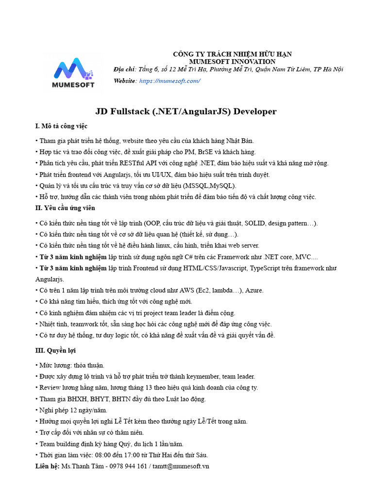 Mumesoft JD Web Fullstack (.Net Angular - JS) 20250923 | PDF