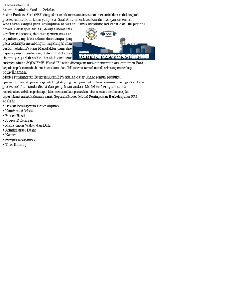 Sistem Produksi Ford | PDF