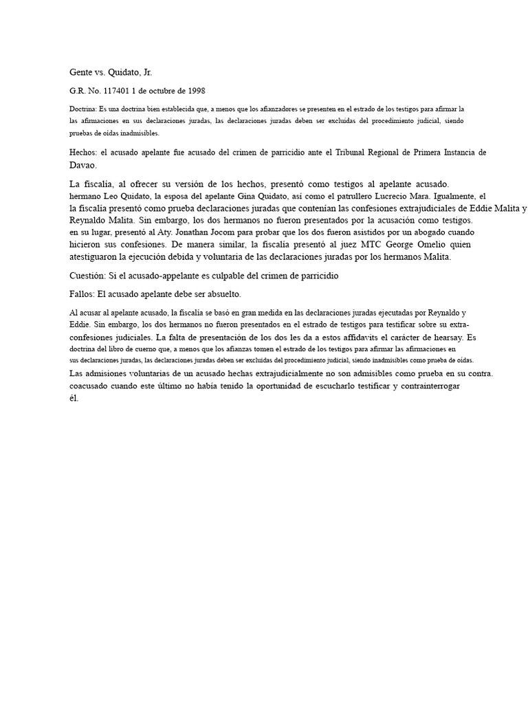 Gente Contra Quidato Jr. | PDF