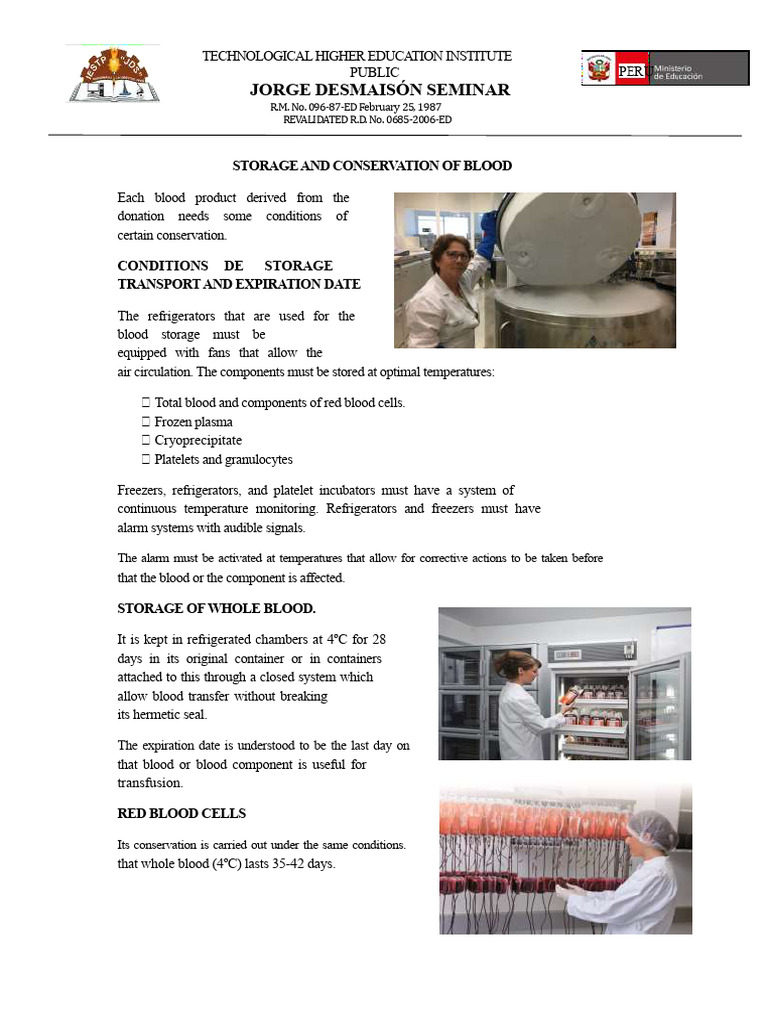 Blood Storage and Conservation Guidelines | PDF | Blood | Blood Transfusion