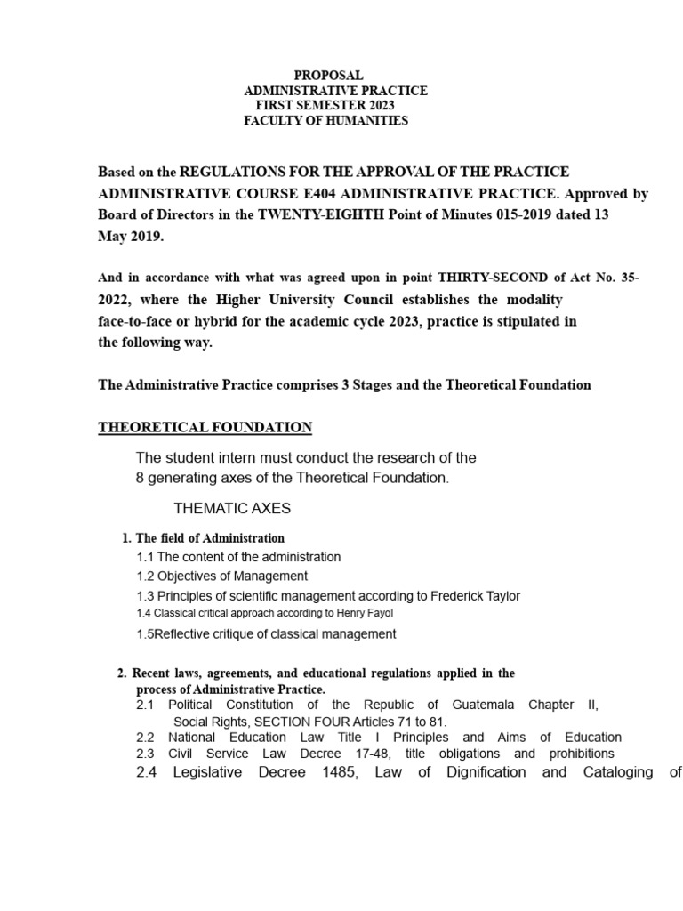 Administrative Practice Proposal 2023 | PDF | Evaluation