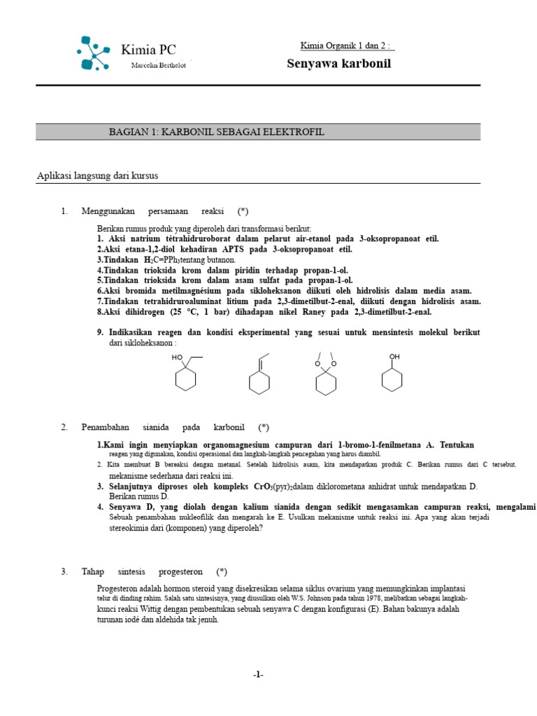 Sintesis dan Reaksi Senyawa Karbonil | PDF