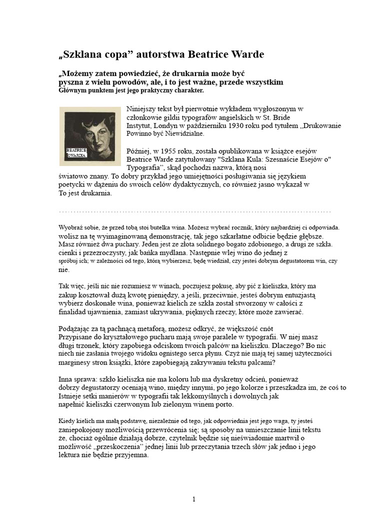 Kielich Kryształowy Autorstwa Beatrice Warde | PDF