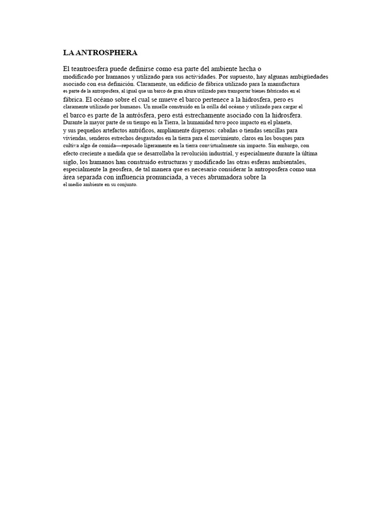 La Antroposfera y su Impacto Ambiental | PDF