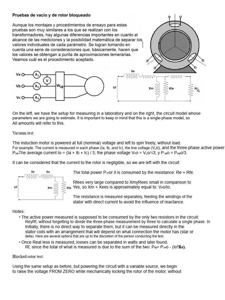 Vacuum Test and Locked Rotor Test | PDF | Electric Motor | Voltage