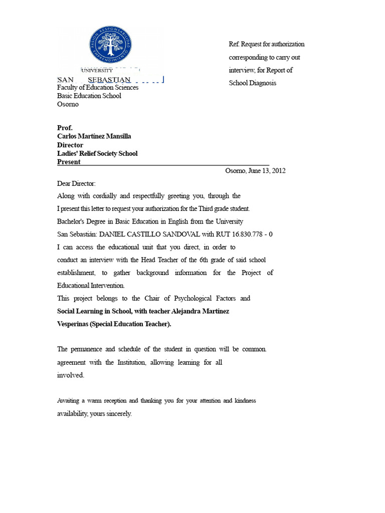 Authorization Request for Student Interview | PDF