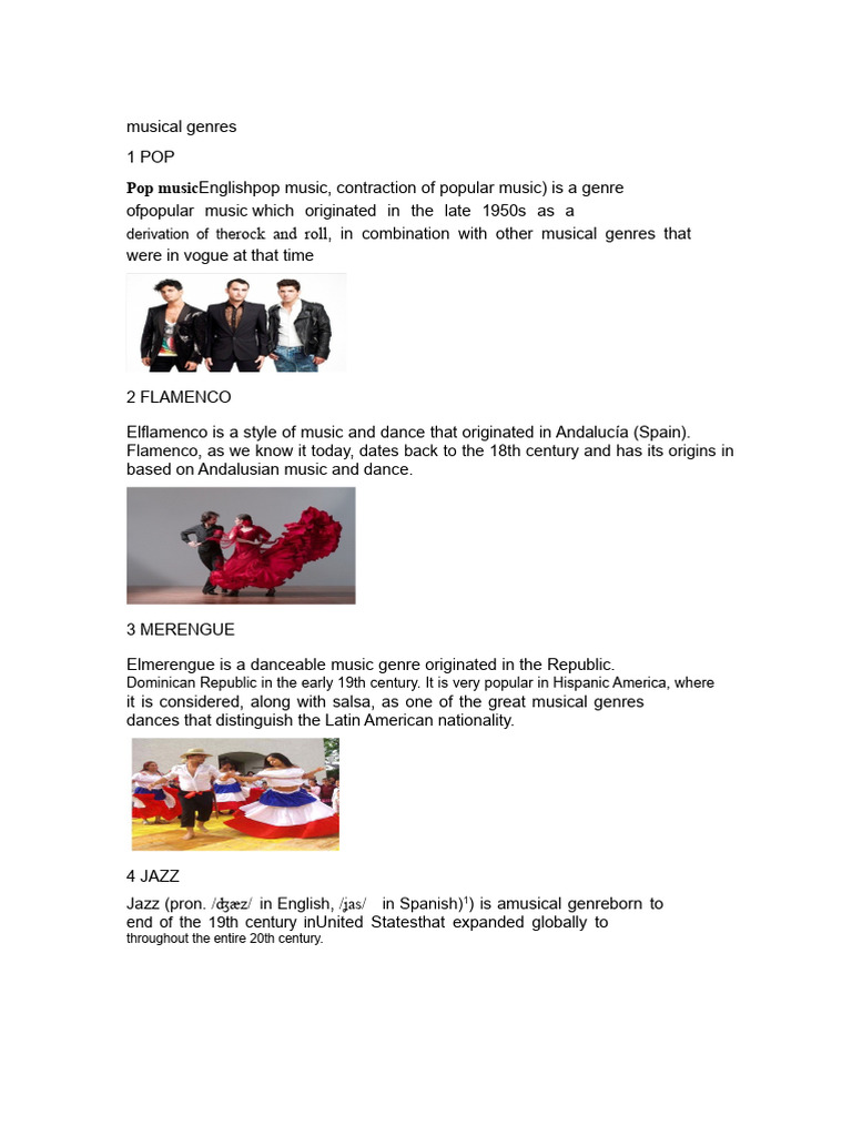 Music Genres in Spain and Beyond | PDF | Musical Subgenres | Entertainment