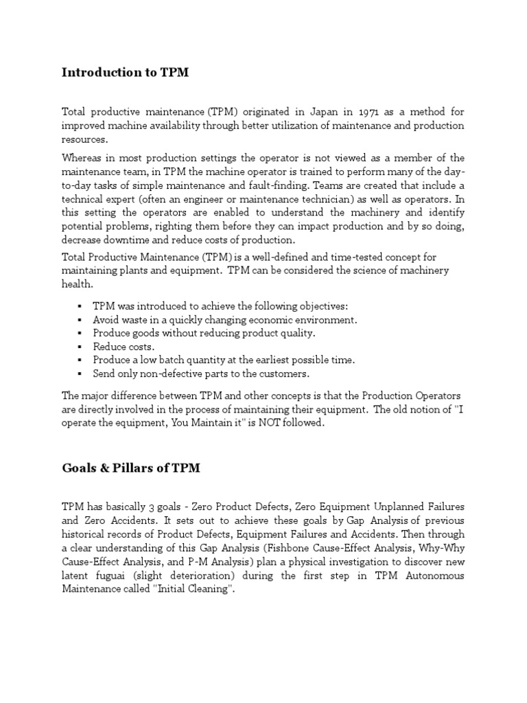 Introduction To TPM | PDF | Feasibility Study | Audit