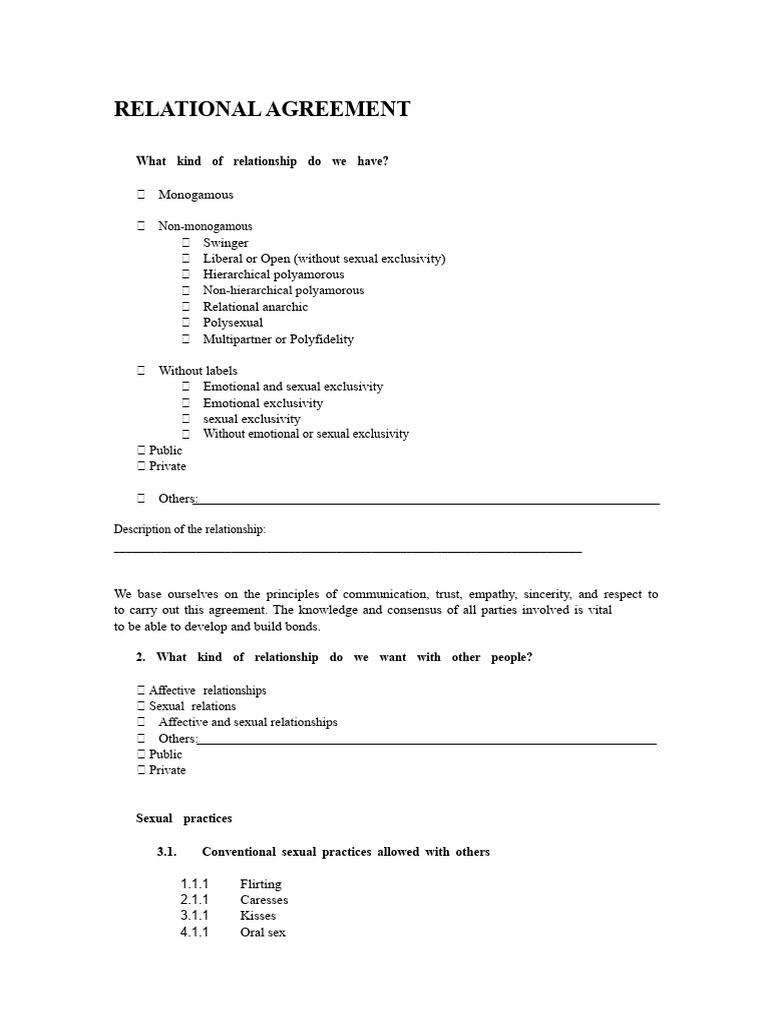 Comprehensive Relational Agreement Guide | PDF | Human Sexual Activity ...