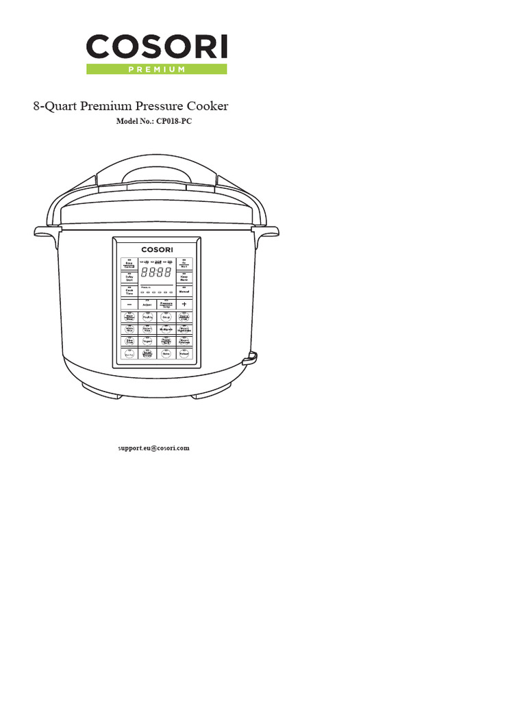 COSORI Pressure Cooker Manual | PDF | Cooking | Foods