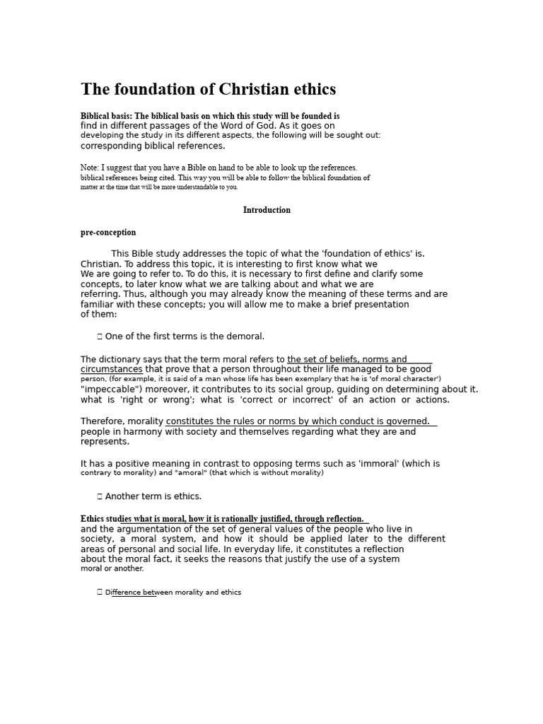 Foundations of Christian Ethics Explained | PDF | Morality | Bible