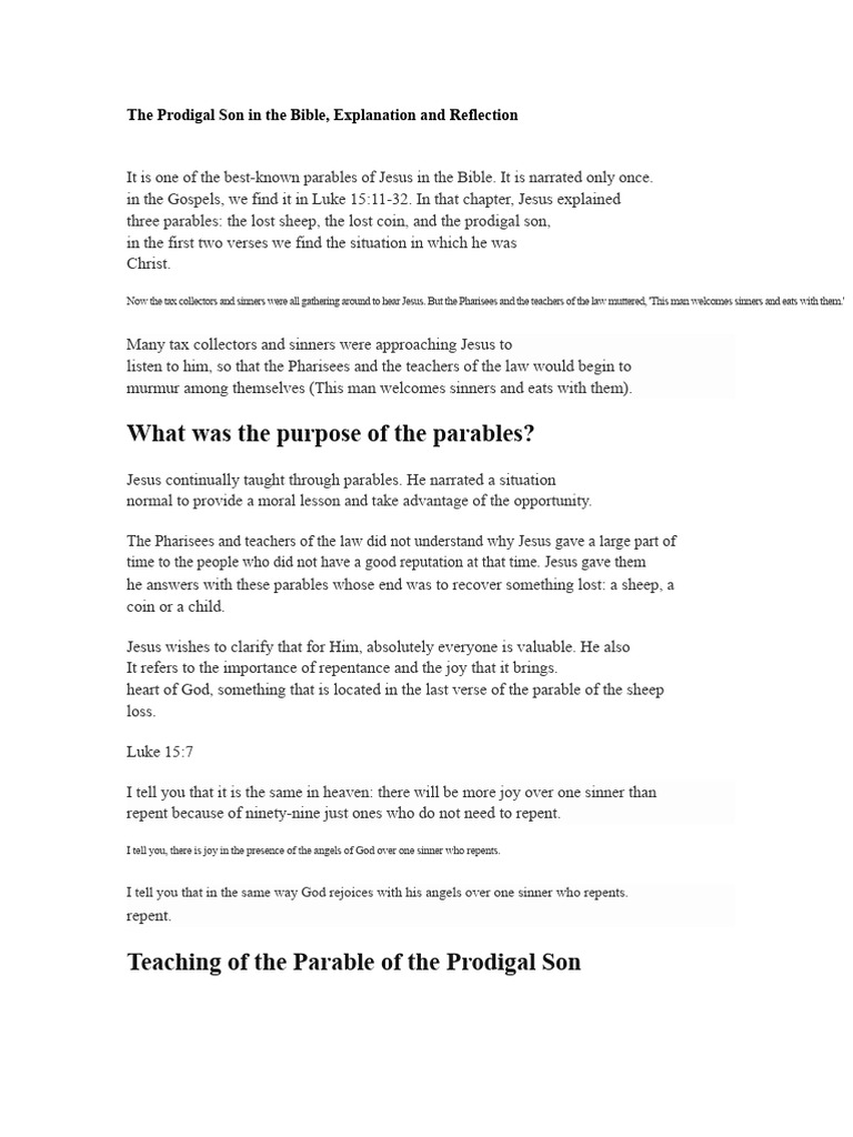 The Prodigal Son in The Bible | PDF | Jesus | Parables Of Jesus