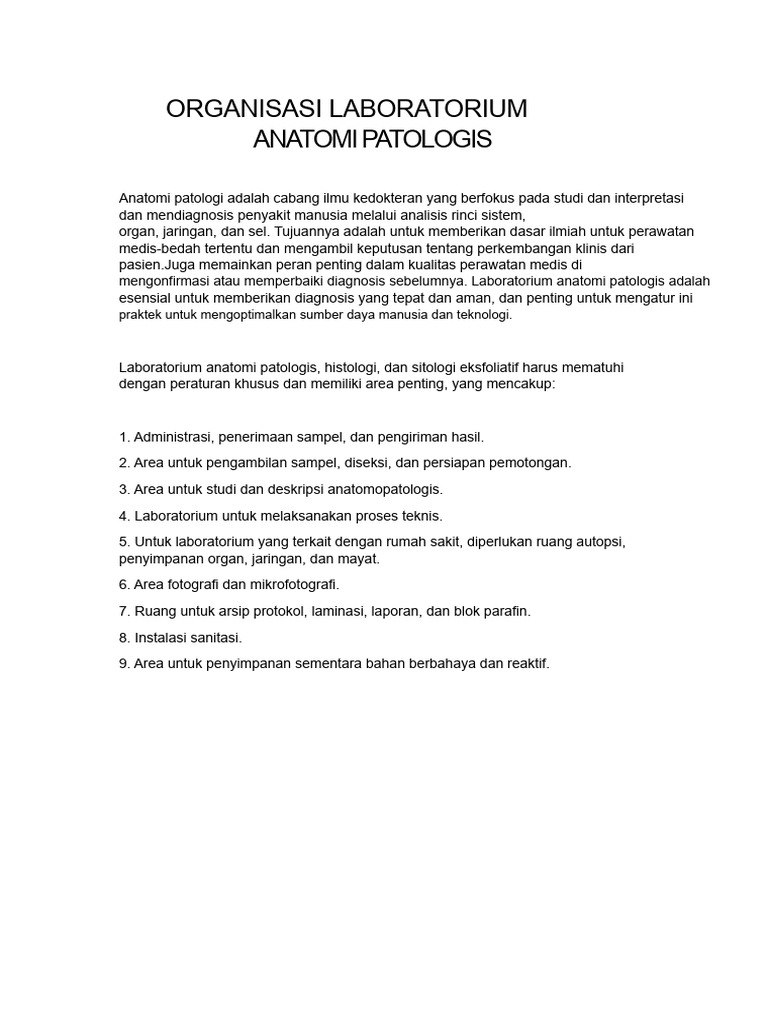 Laboratorium Anatomi Patologi: Struktur dan Staf | PDF