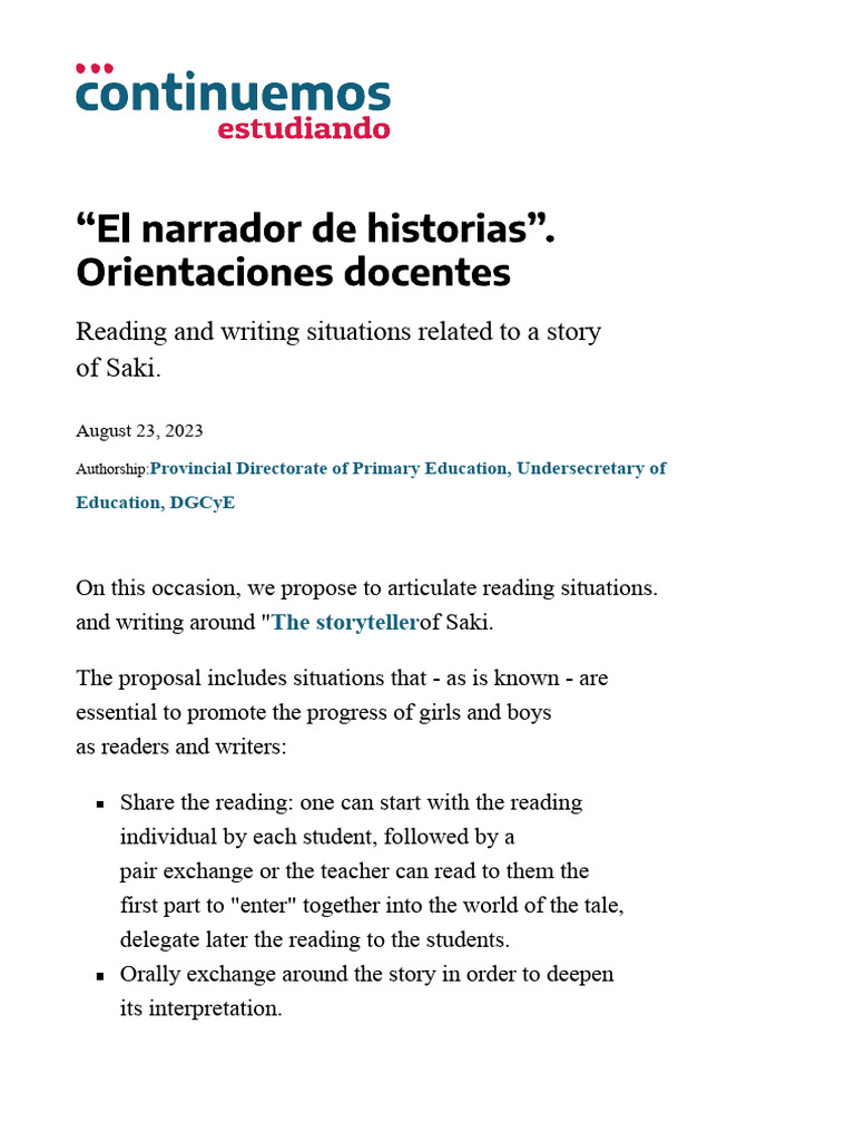 6° GUIDELINES The Storyteller of The Story | PDF | Narrative | Narration