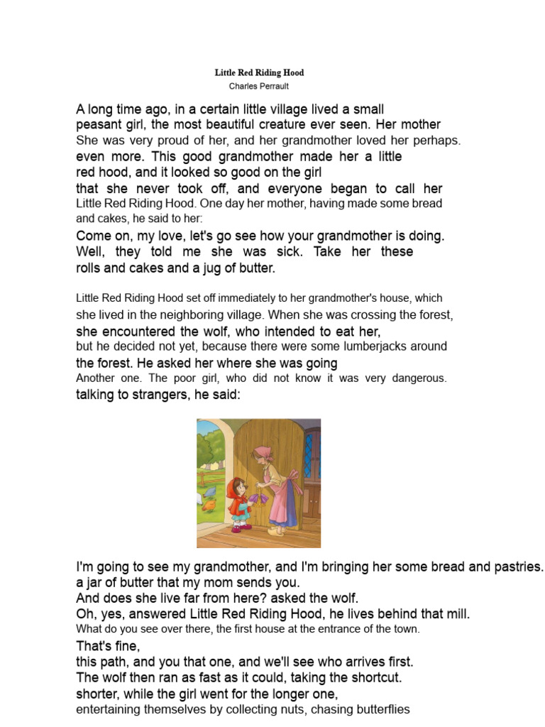 Little Red Riding Hood for 2nd Graders | PDF | Little Red Riding Hood