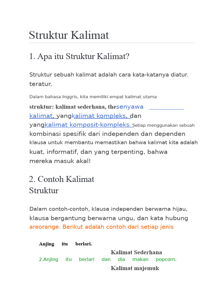 Struktur Kalimat | PDF