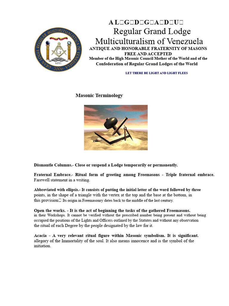 Masonic Terminology and Concepts Guide | PDF | Freemasonry | Masonic Lodge