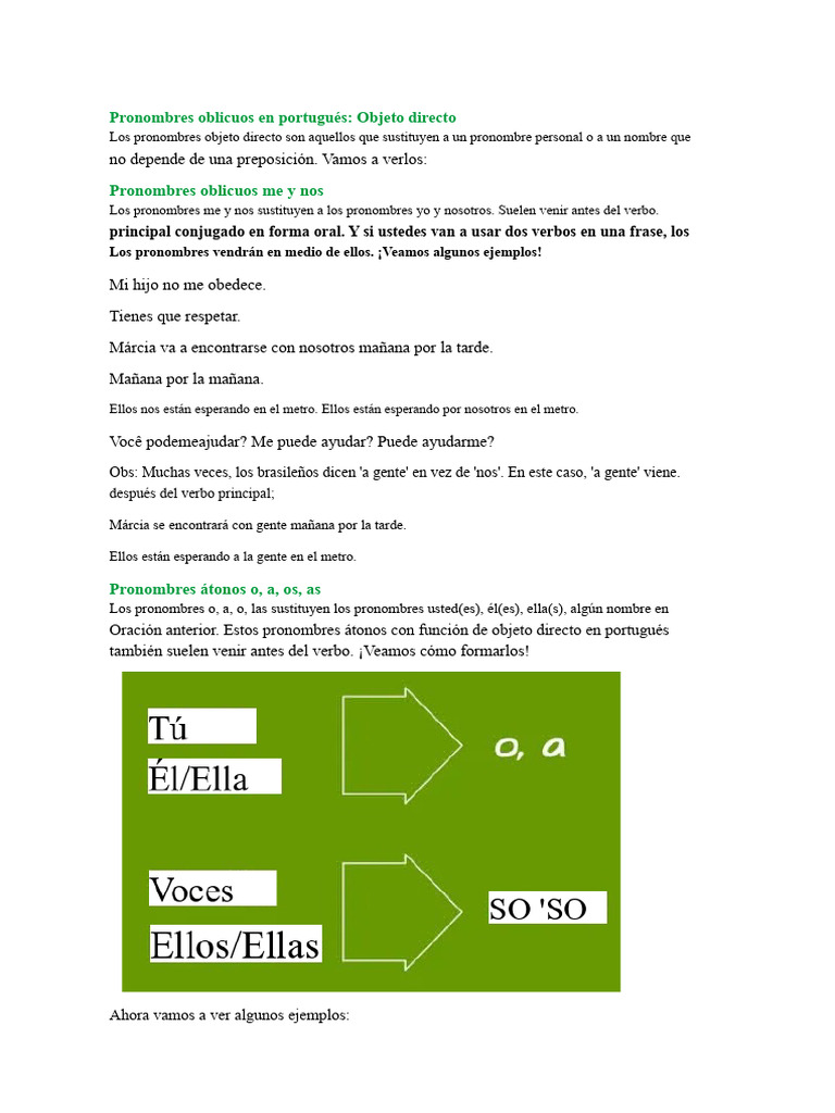 Clase 13-04 - Pronombres de Objeto Directo e Indirecto | PDF | Verbo ...