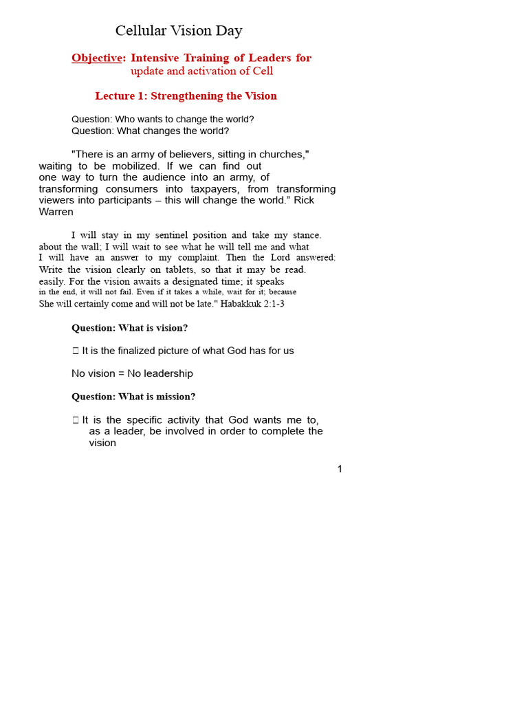 Day of Cellular Vision - Student | PDF | Jesus | Disciple (Christianity)