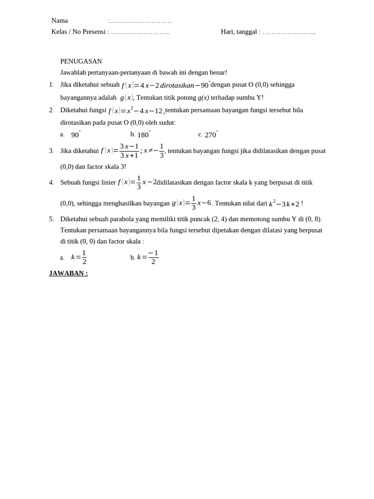 Tugas Rotasi Dan Dilatasi | PDF