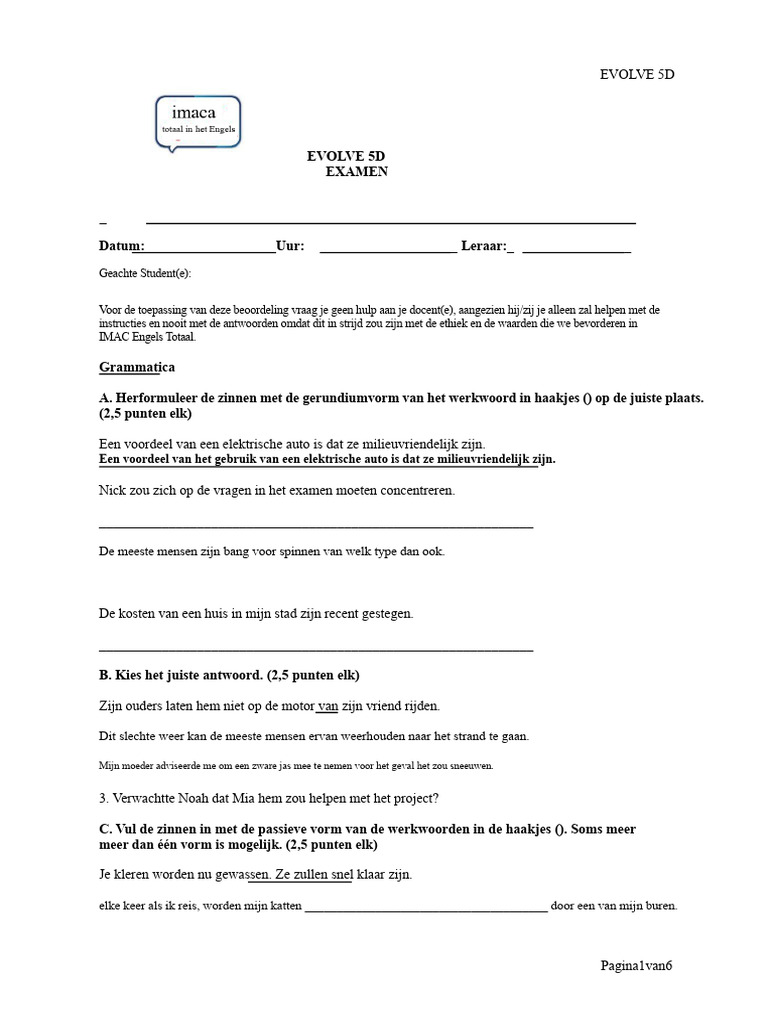 Exam EVOLVE 5D | PDF