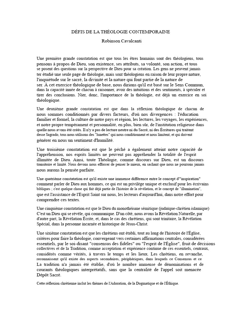 Défis de la Théologie Contemporaine | PDF | Théologie | Dieu