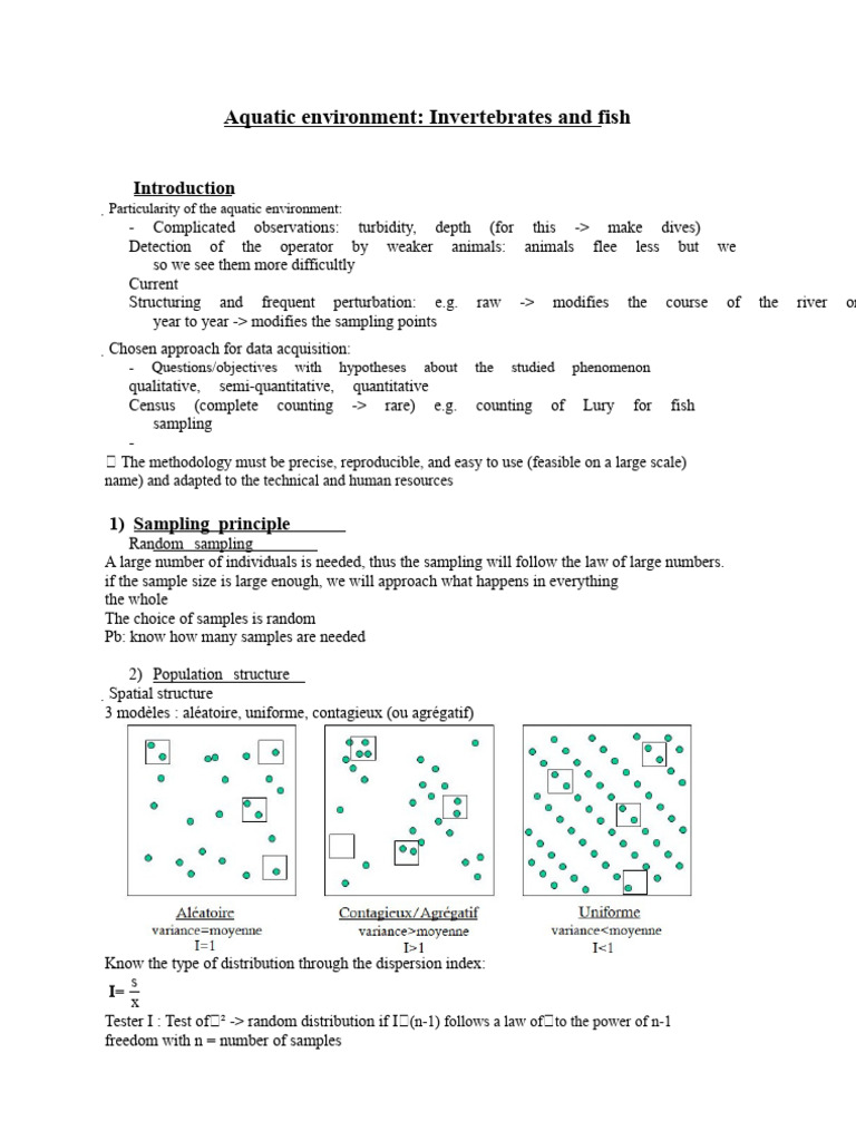 Aquatic Sampling Methods for Invertebrates and Fish | PDF | Sampling ...