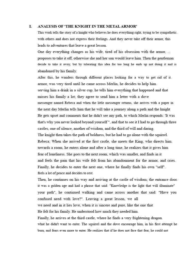 Summary of The Knight in The Rusty Armor | PDF