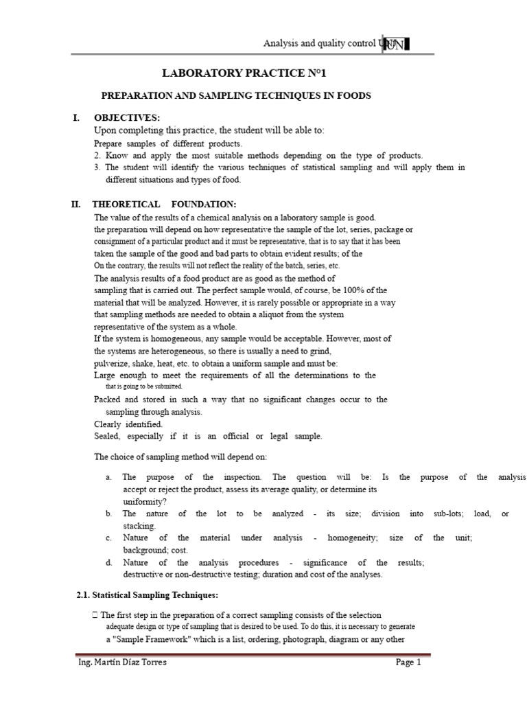 Laboratory Practice 1 Analysis | PDF | Sampling (Statistics) | Glasses