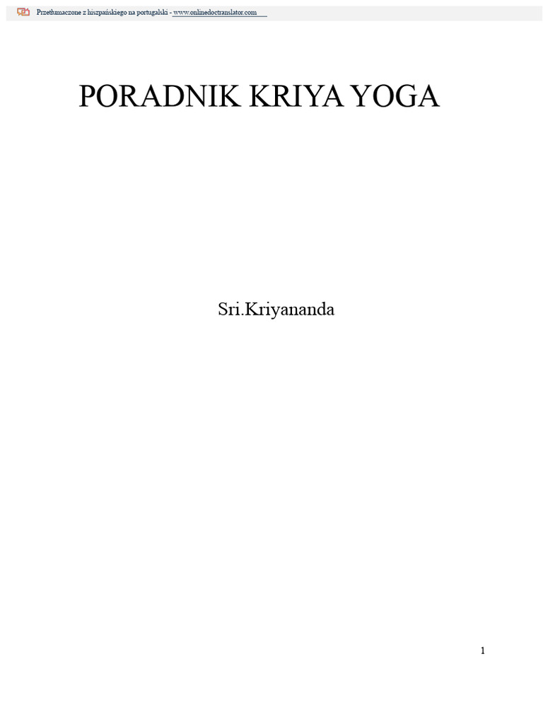 Kriyananda - Podręcznik Kriya Jogi | PDF