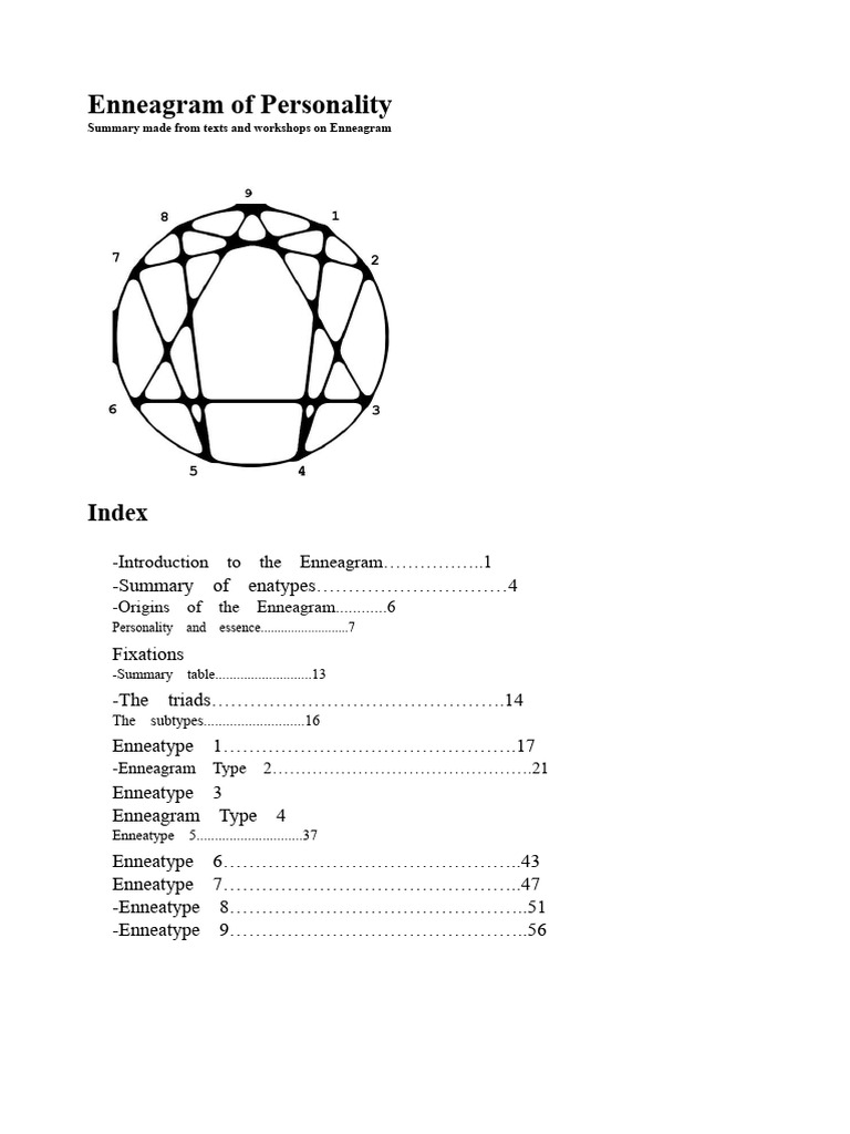 Summary of Enneatypes of The Enneagram | PDF | Enneagram Of Personality ...