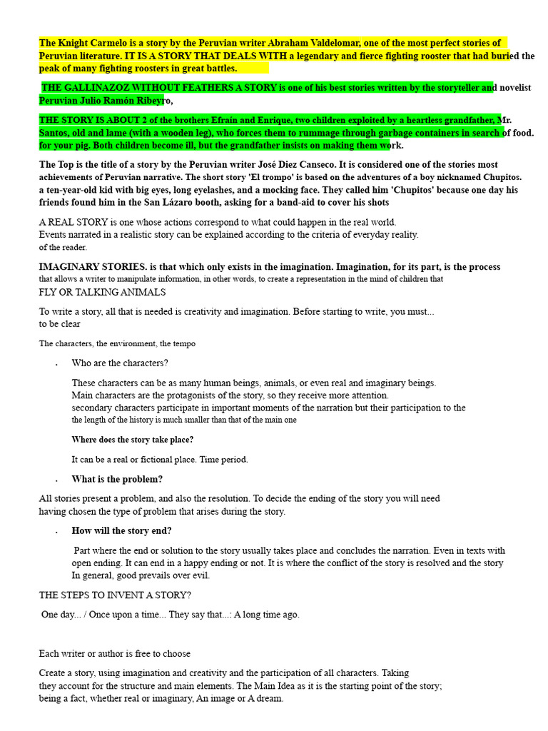 The Knight Carmelo Is A Tale by The Peruvian Writer Abraham Valdelomar ...