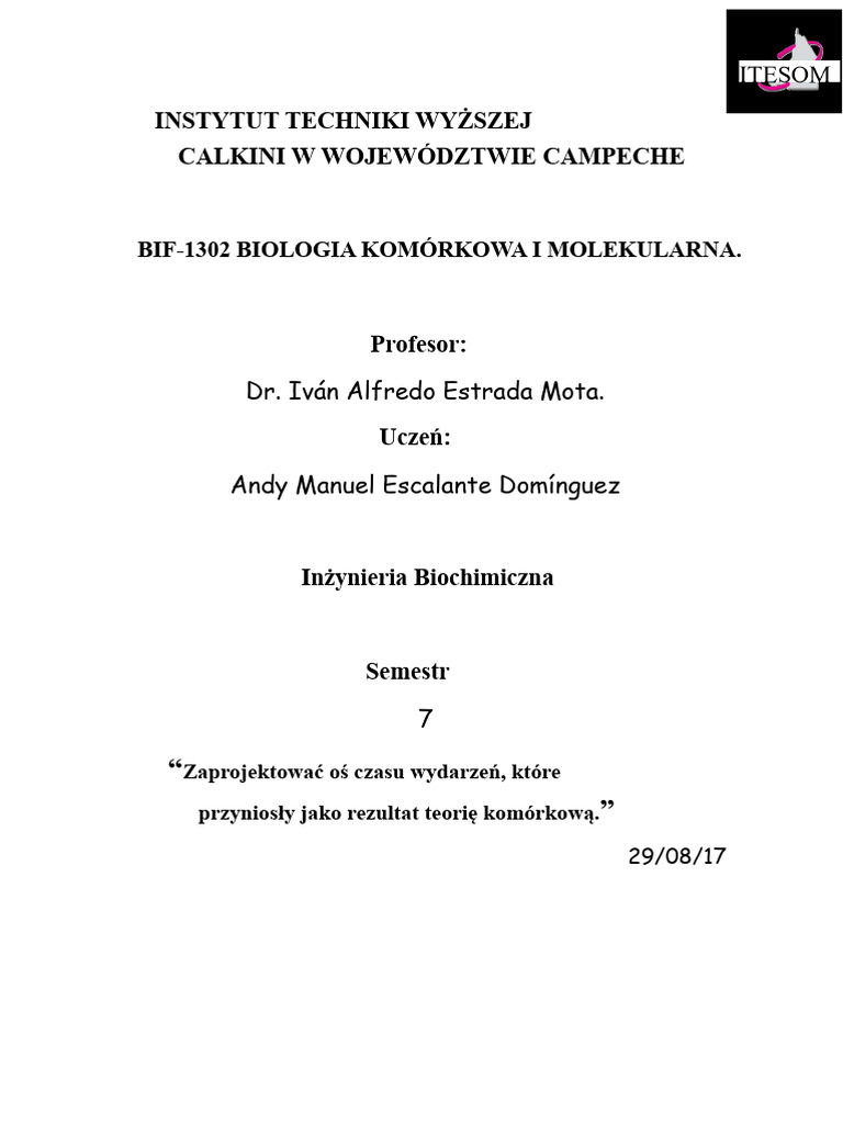 Linia Czasu Teoria Komórkowa | PDF