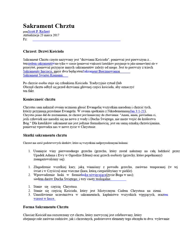 Sakrament Chrztu | PDF