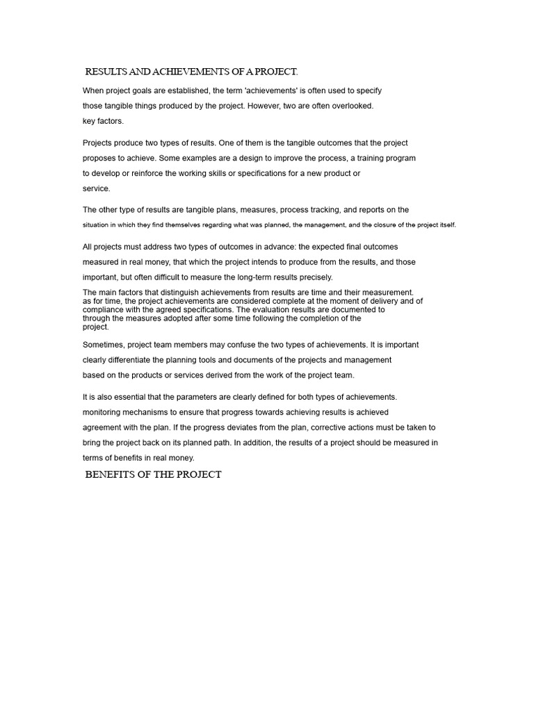 Project Results and Achievements Overview | PDF