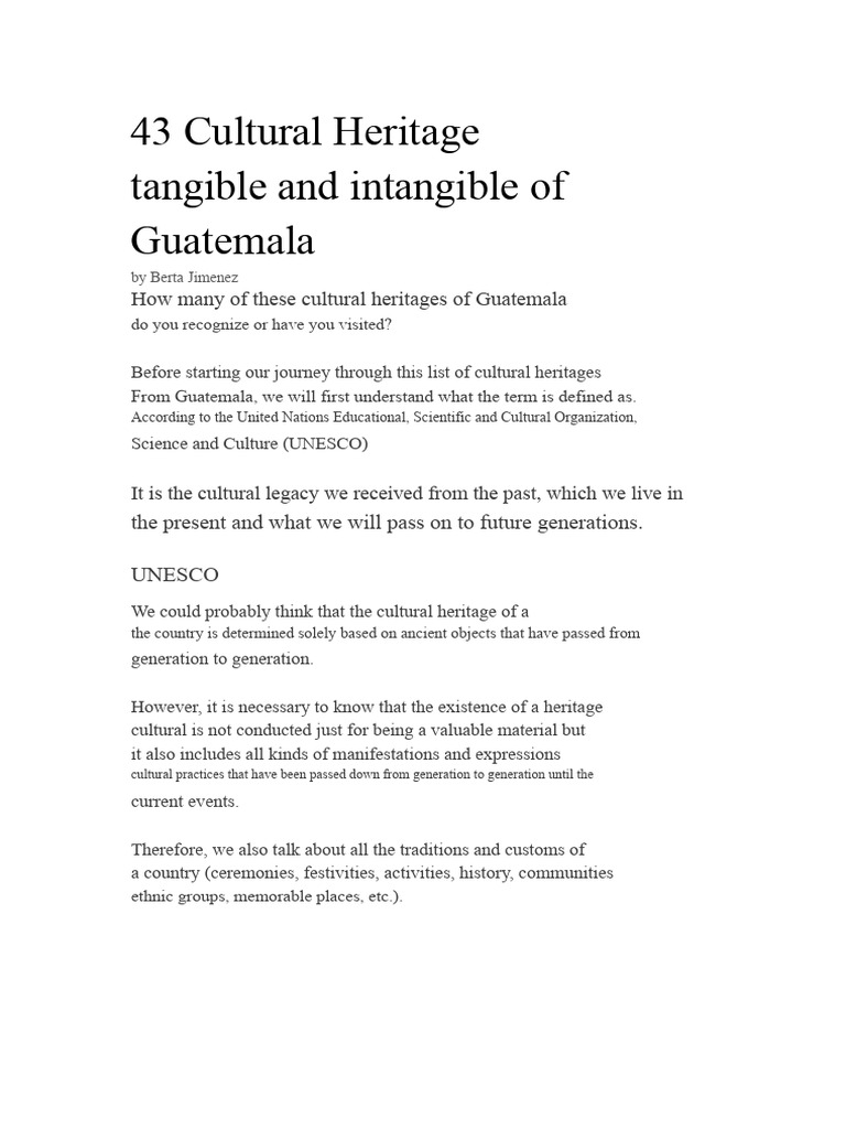 Guatemala's Tangible and Intangible Heritage | PDF | Guatemala ...