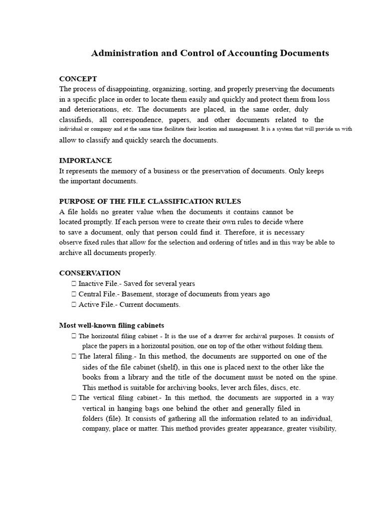 Administration and Control of Accounting Documents | PDF