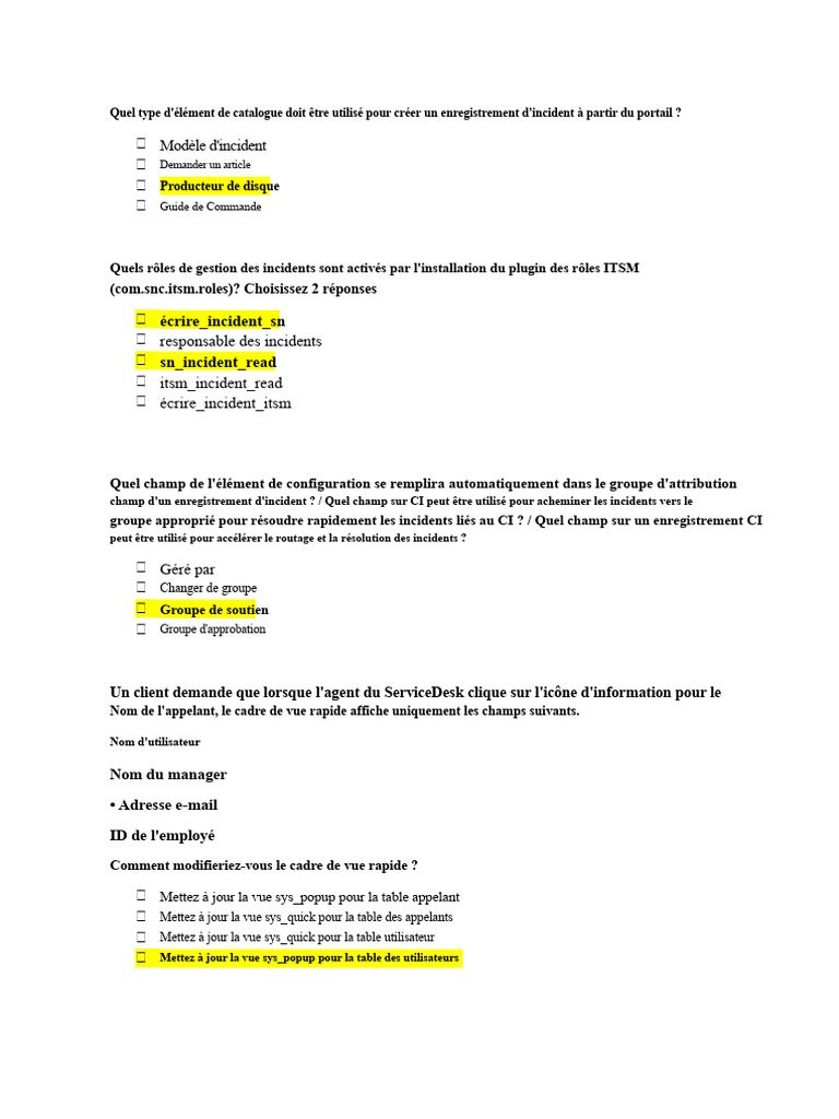 Questions CIS-ITSM de ServiceNow | PDF | Gestion des incidents | Workflow