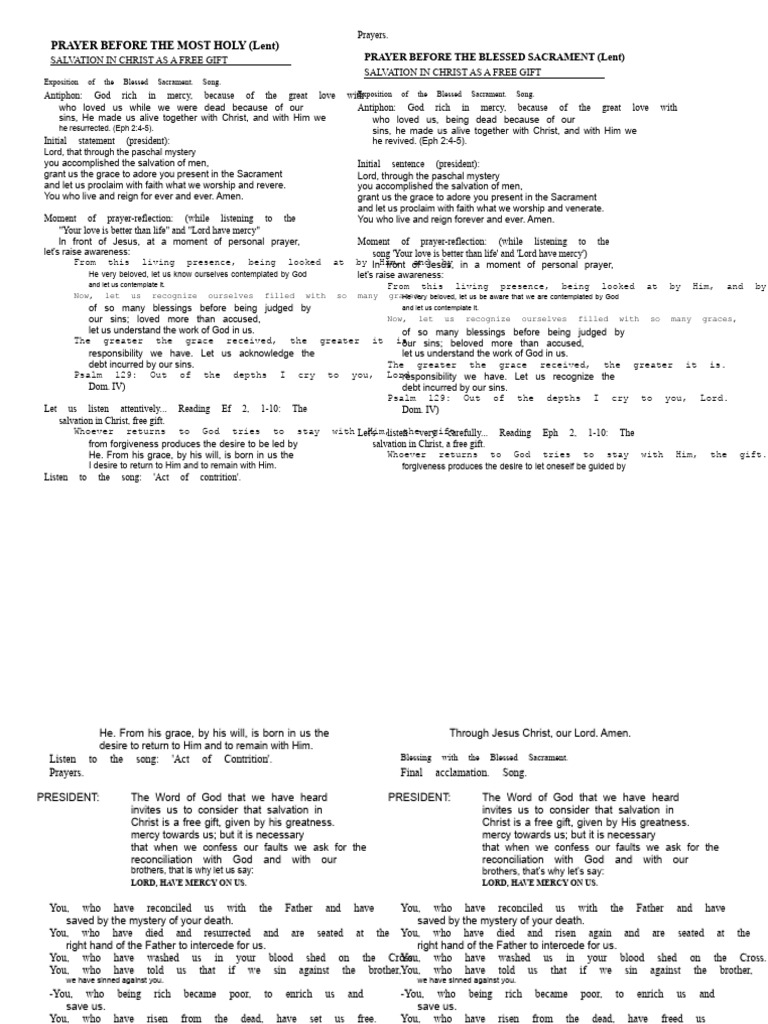 Eucharistic Worship Outline (Lent) | PDF | Confession (Religion ...