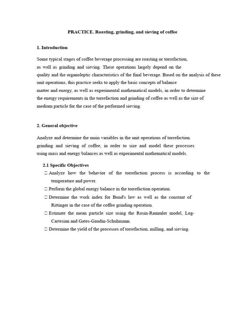 PRACTICE. Roasting, Grinding, and Sifting of Coffee | PDF | Coffee ...
