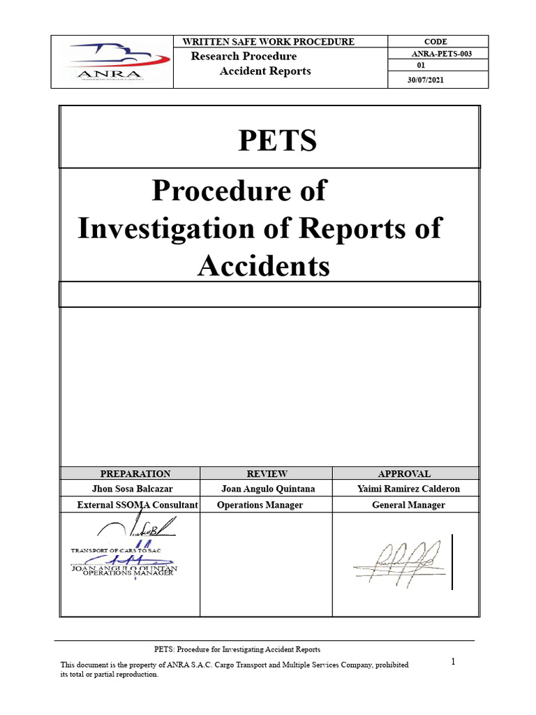 SIG-PRC-PETS Accident Investigation Procedure and Annexes | PDF ...