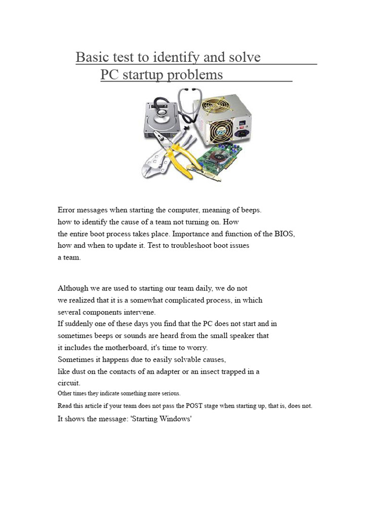 Troubleshooting PC Startup Issues Guide | PDF | Bios | Booting