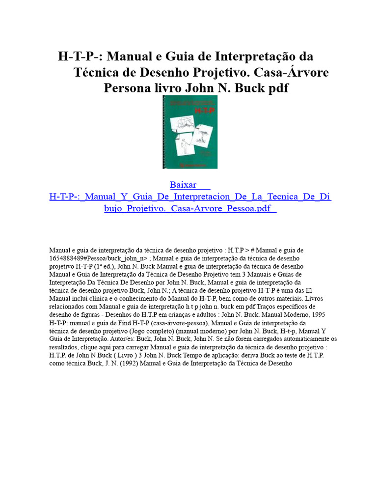 H-T-P - Manual e Guia de Interpretação Da Técnica de Desenho Projetivo ...