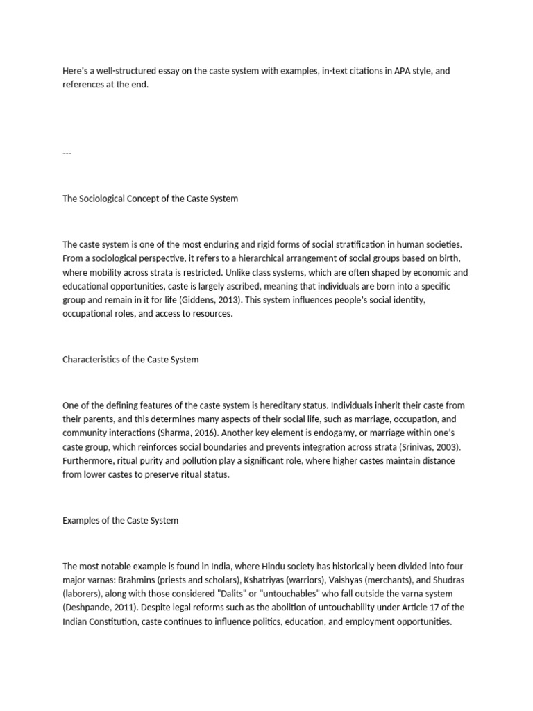 Understanding the Caste System in Sociology | PDF | Caste | Sociology