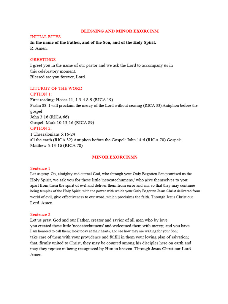 Blessing and Minor Exorcism Rites | PDF | Jesus | God In Christianity